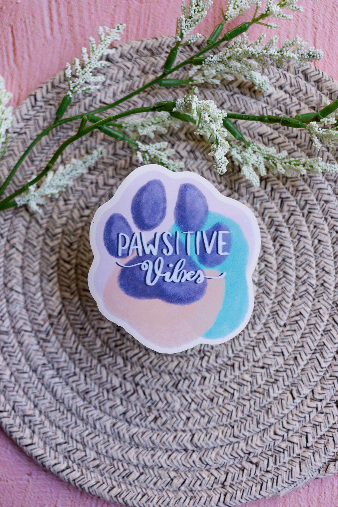 Positive Vibes Puppy Paw Sticker: Hand-drawn Vinyl Decal - Etsy