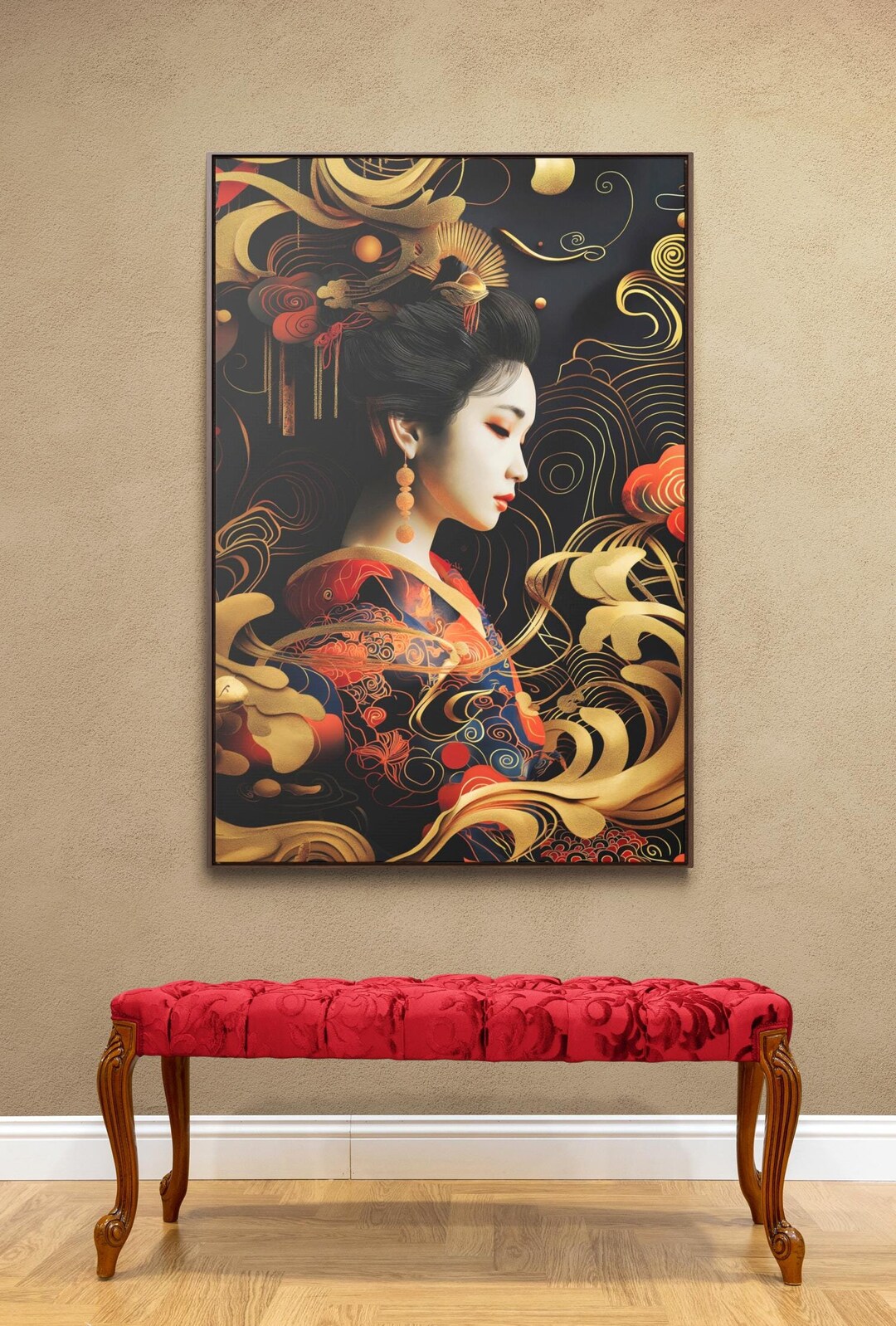 Geisha Canvas, Japanese Art Print, Cultural Wall Decor, Modern Geisha ...