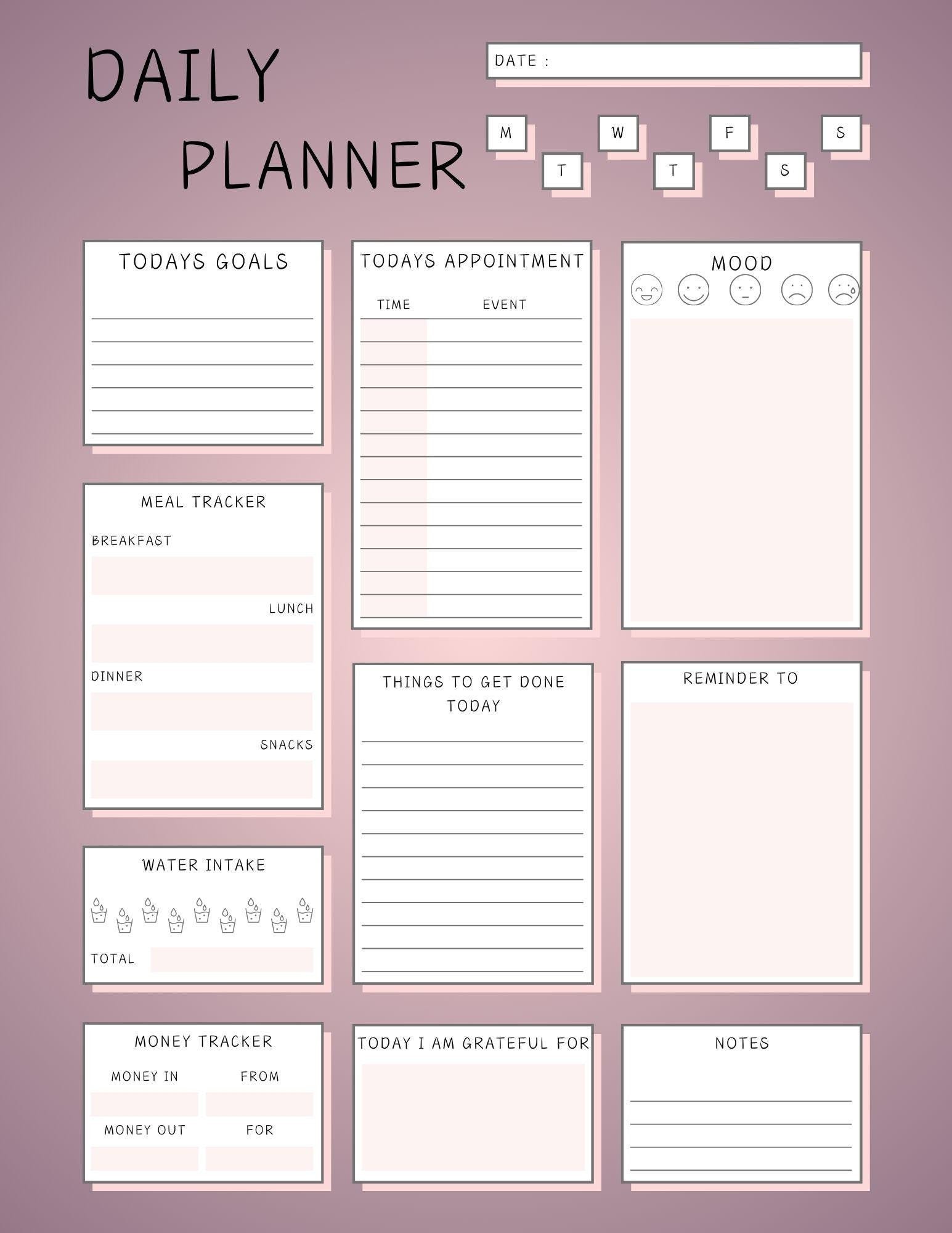 Printable Daily Planner - Simple & Minimalist To-do-list, Productivity ...