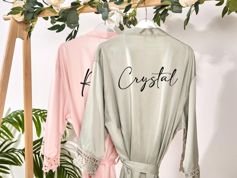 Bridesmaid Robes Bride Gift Bride Robe Bridesmaid Gift Satin Lace Robe ...