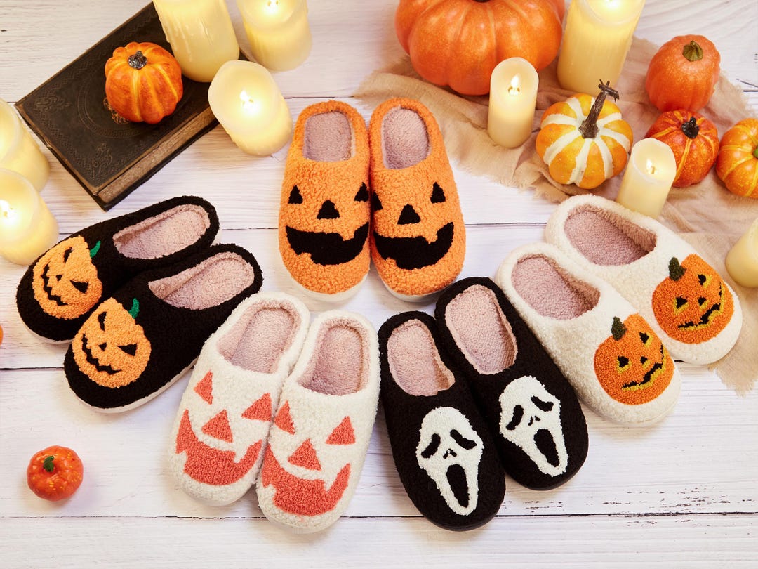 Pumpkin Ghost Slippers,halloween Slippers,pumpkin Slippers,spooky ...