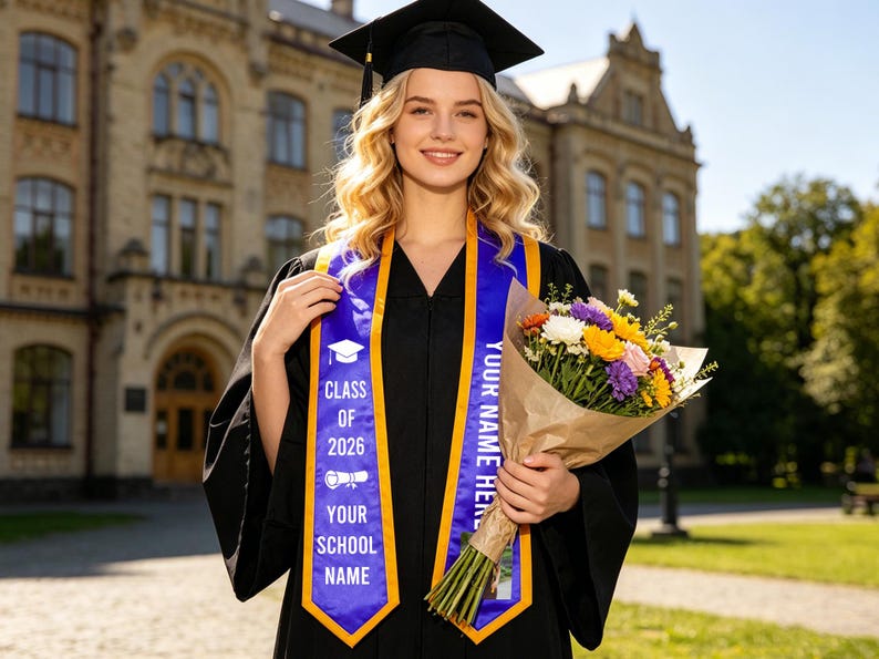 Personalized Graduation Stole With Text/logo, Custom Graduation Gifts ...