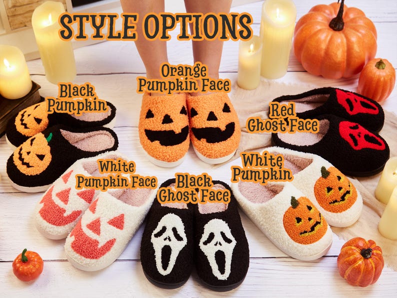 Pumpkin Ghost Slippers,halloween Slippers,pumpkin Slippers,spooky ...
