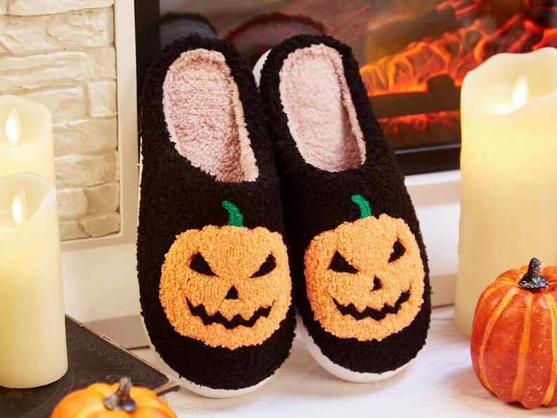 Pumpkin Ghost Slippers,halloween Slippers,pumpkin Slippers,spooky ...