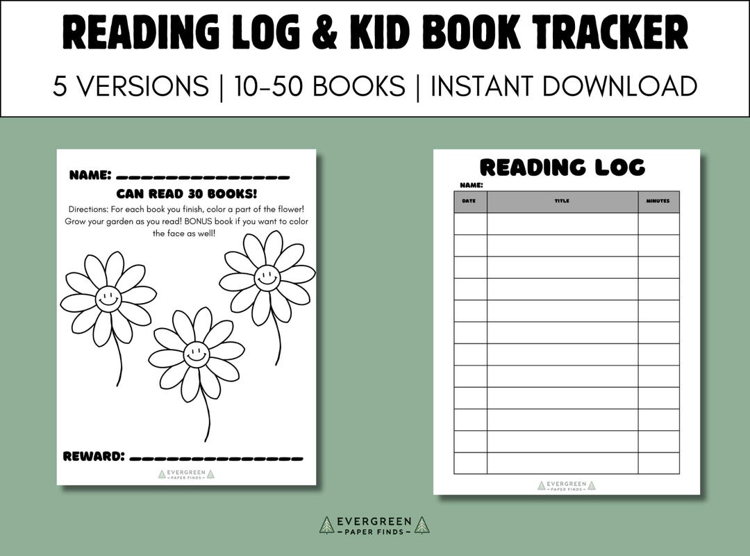 Kids Coloring Reading Log | Reading Log | Flower Log | Book Tracker for ...