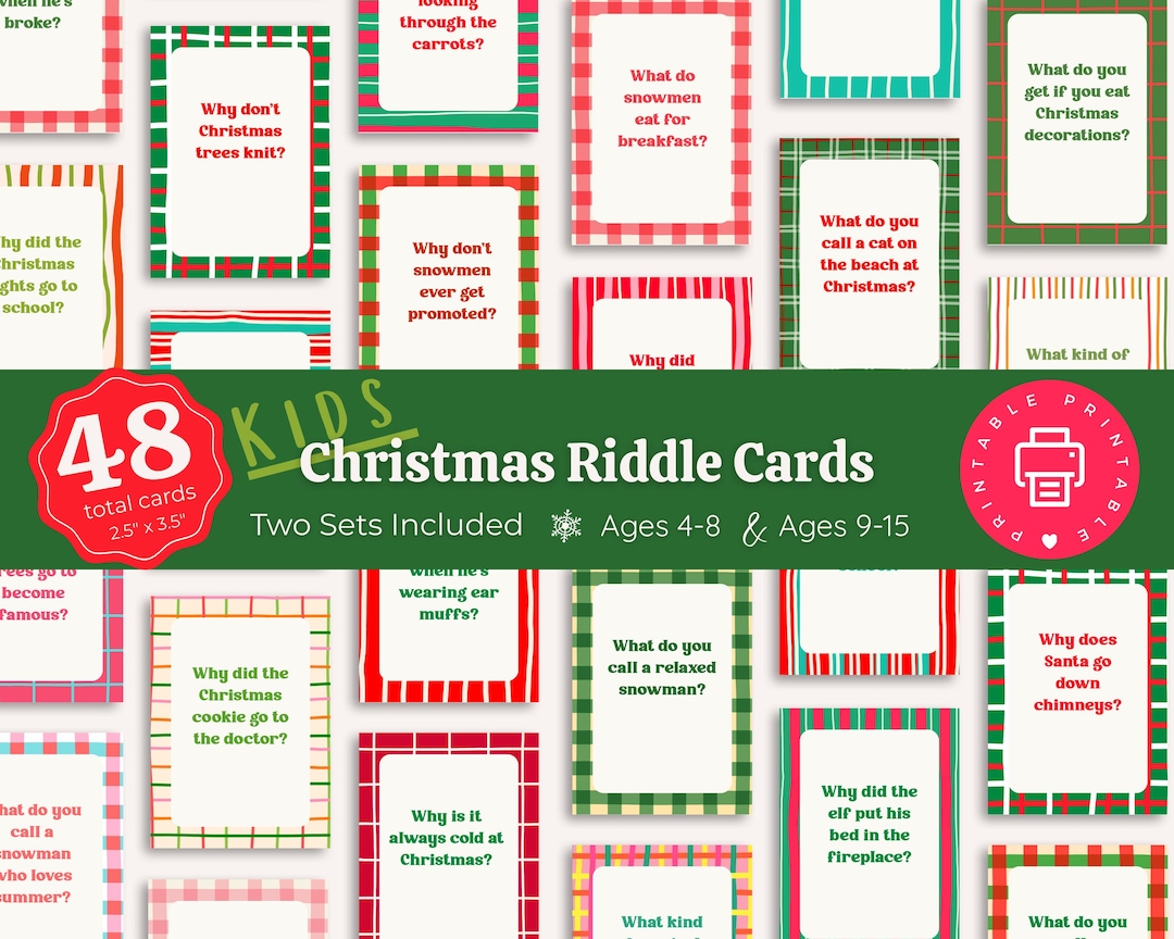 Jolly Jokes: Christmas Riddle Cards for Kids - Printable - Etsy