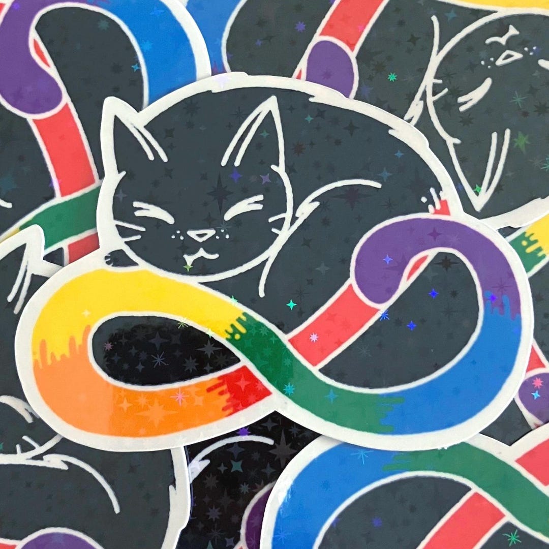 Autism Infinity Symbol Cat Sticker | Holographic + Water Resistant - Etsy