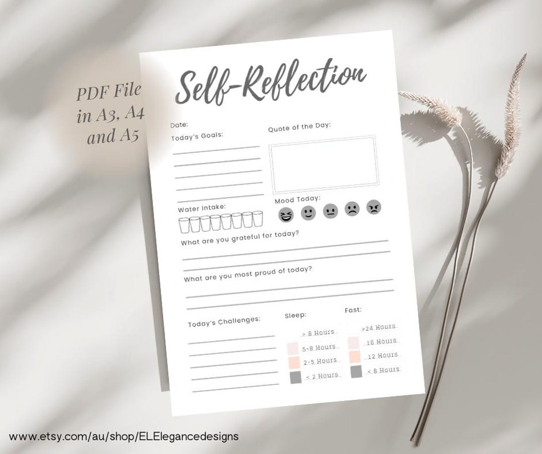 Self-reflection Printable Tool, Daily Reflection Journal PDF, Fasting ...