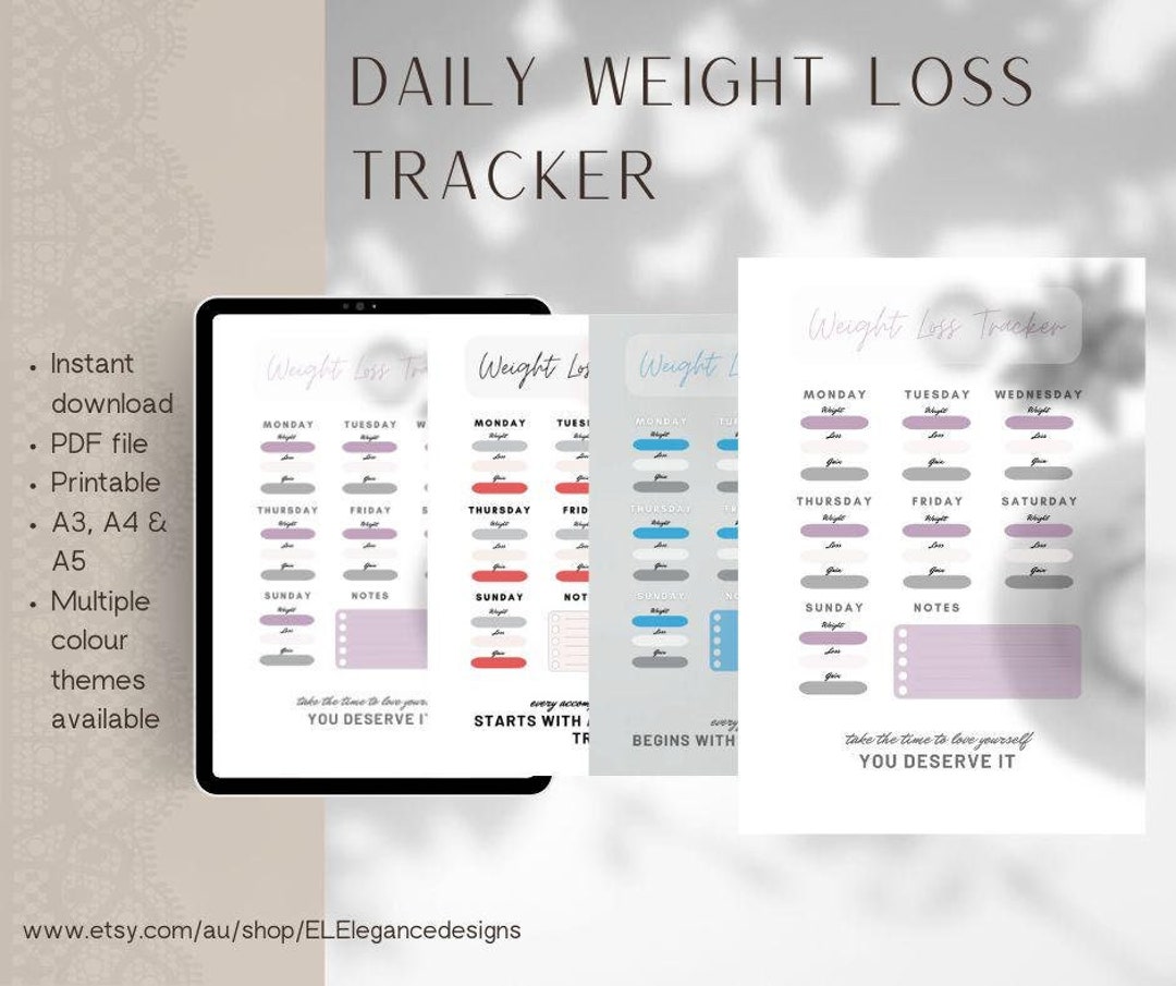 Daily Weight Loss Tracker Purple Weight Loss Tracker Weight Tracker ...