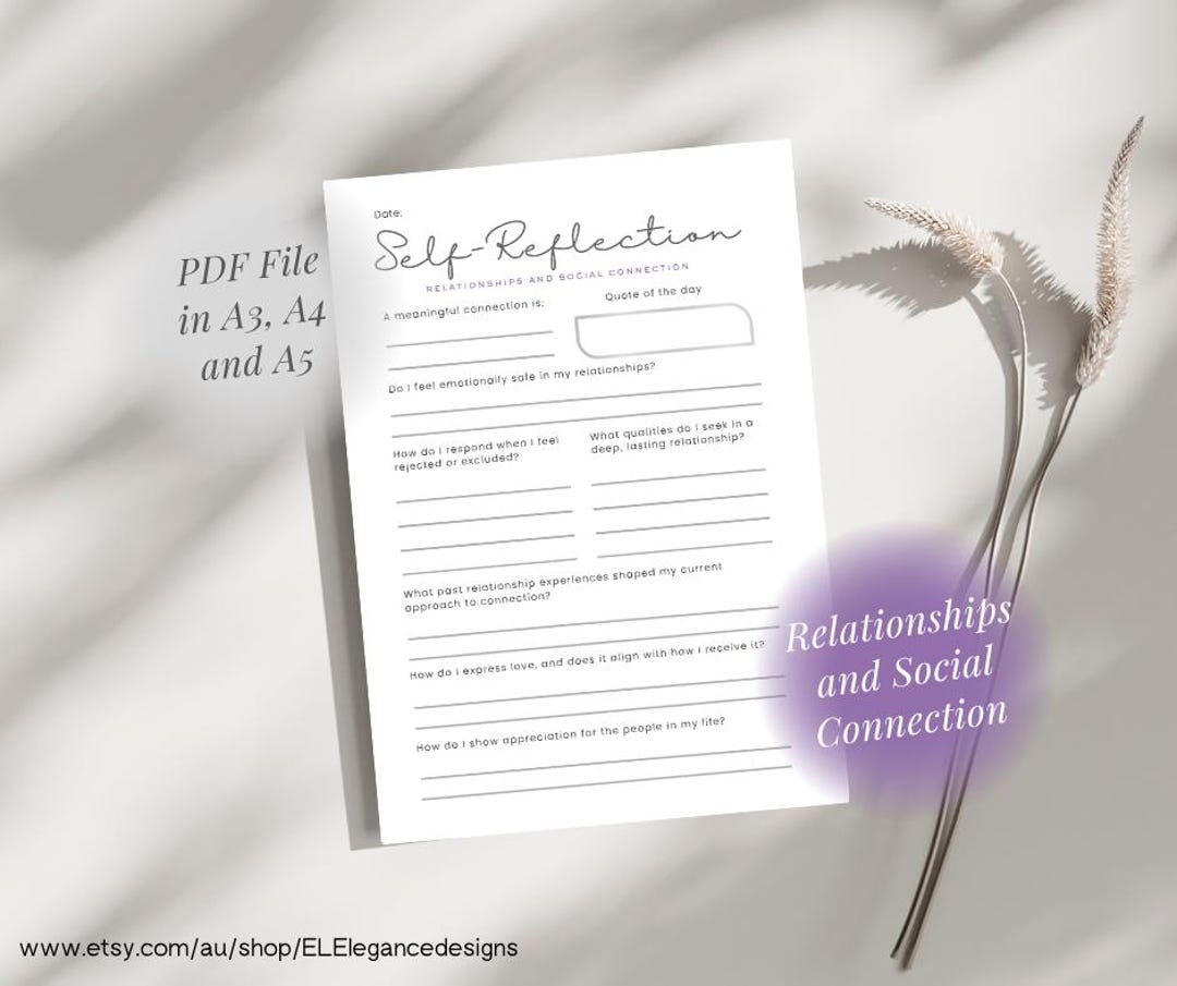 Self-reflection Printable Tool, Relationships and Social, Daily ...