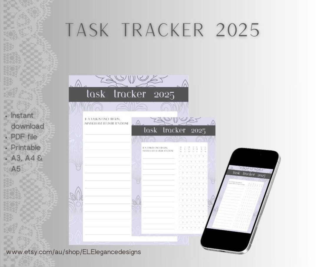 Purple Task Tracker 2025 Journal Page Printable Daily Productivity ...