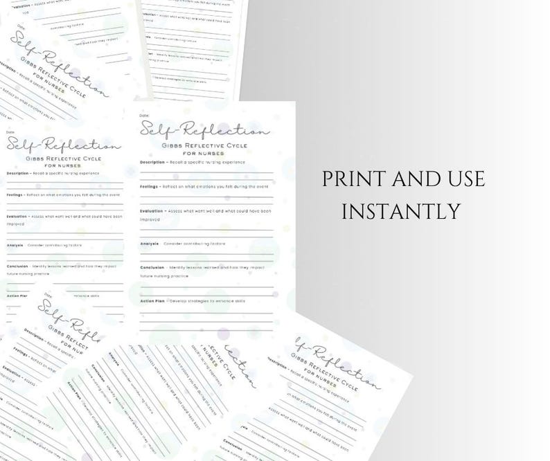 Nursing Self-reflection Tool: Gibbs Reflective Cycle (PDF Download A3 ...