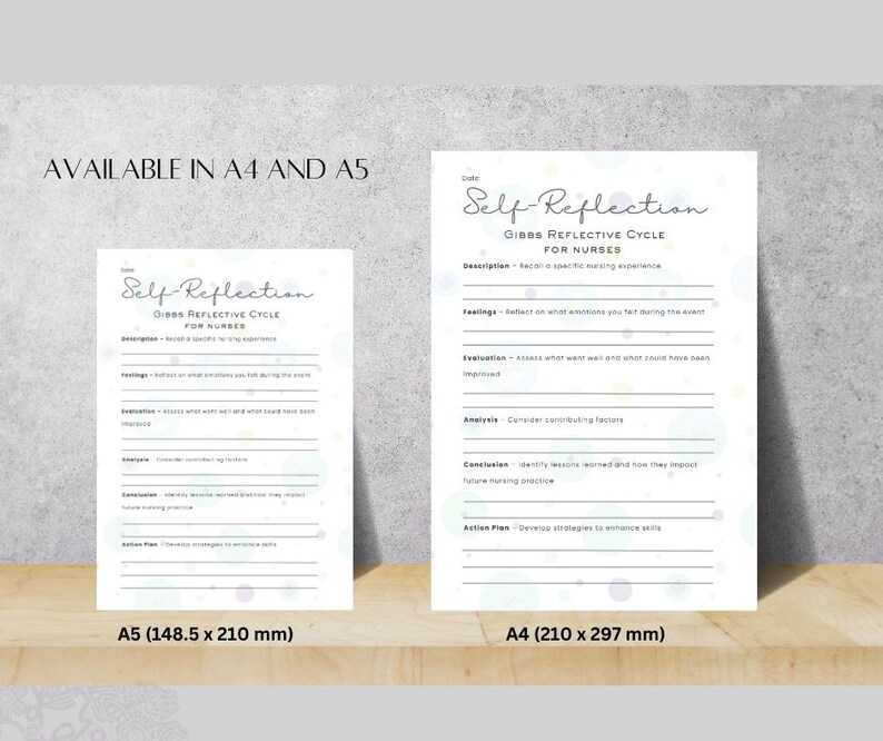 Nursing Self-reflection Printable Tool, Gibbs Reflective Cycle for ...