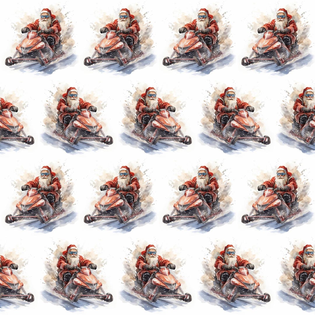 Snowmobile Santa Wrapping Paper - Etsy