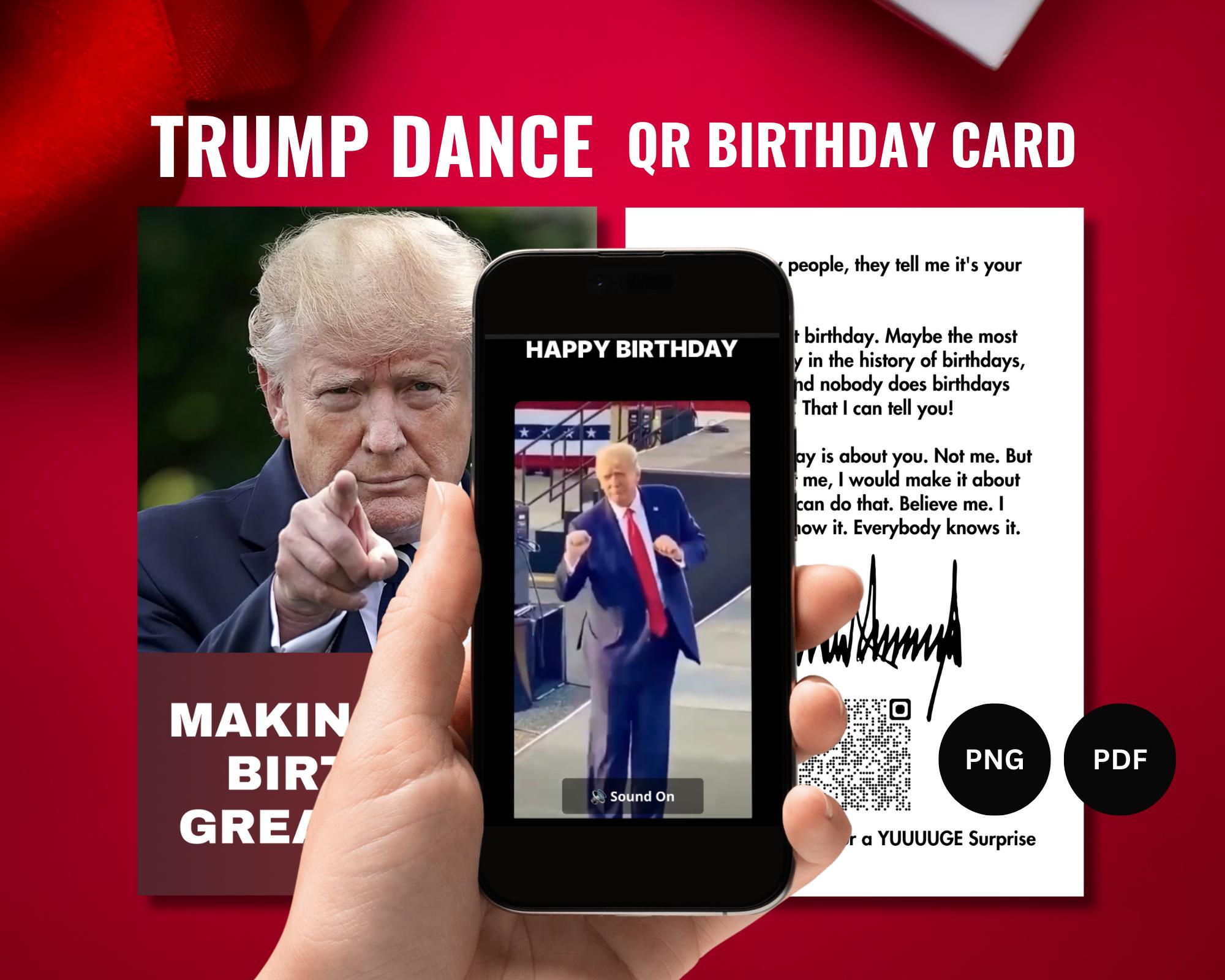 Trump Dance Birthday Card. Funny QR Code Card. YMCA Dance. Printable ...