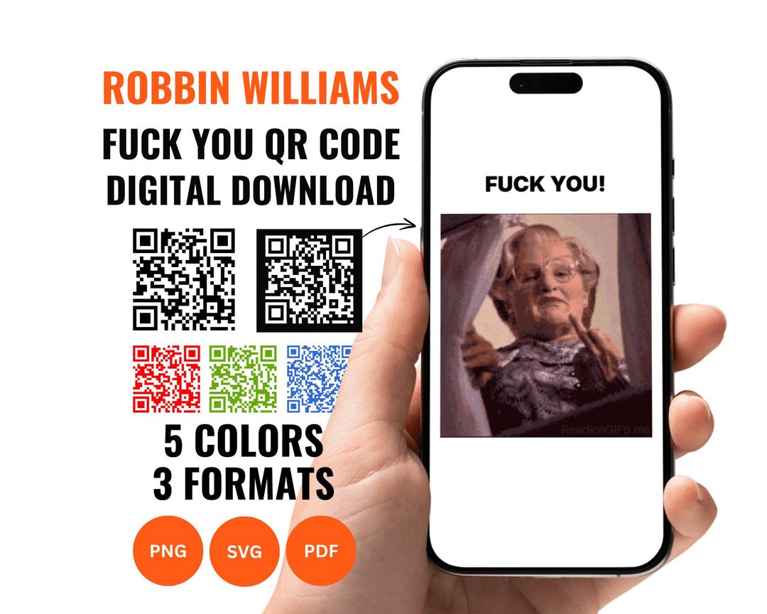 Robbin Williams Middle Finger Fuck You QR Code Prank (digital Download ...
