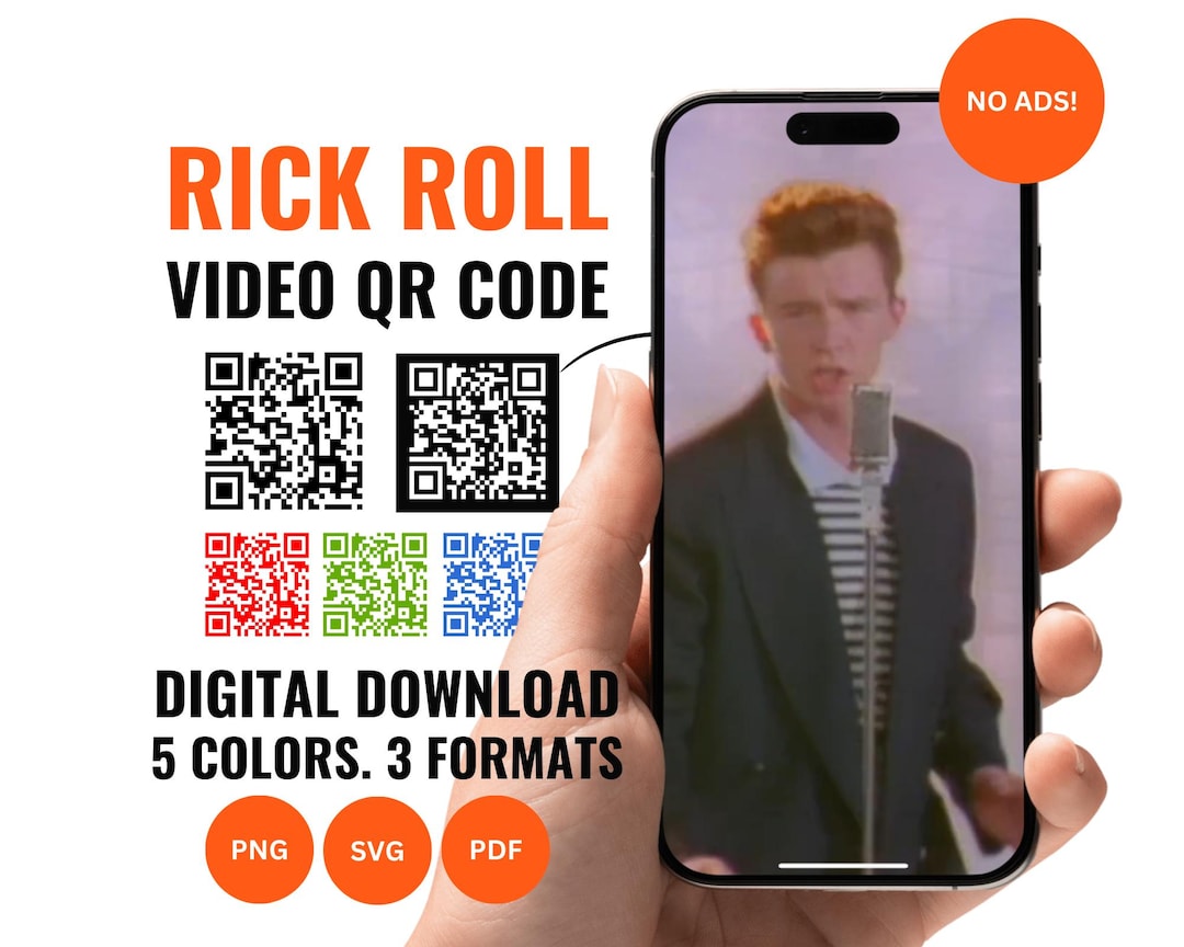 Rick Roll QR Code Printable Digital Download, Funny Meme Prank QR Code ...
