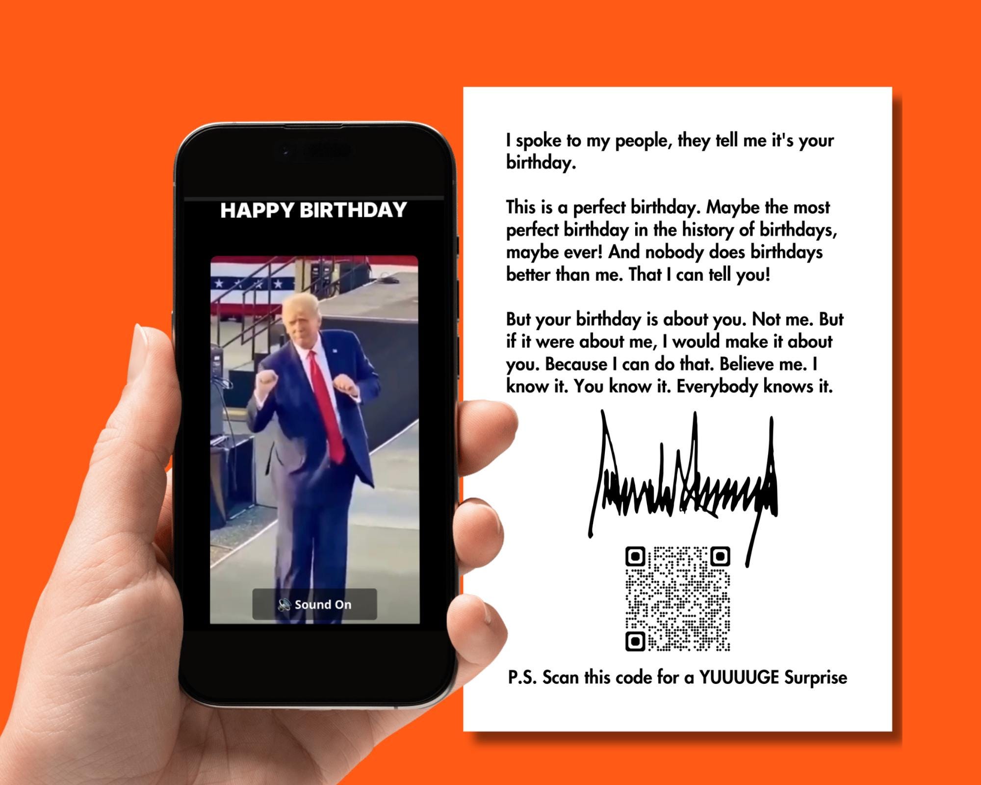 Trump Dance Birthday Card. Funny QR Code Card. YMCA Dance. Printable ...