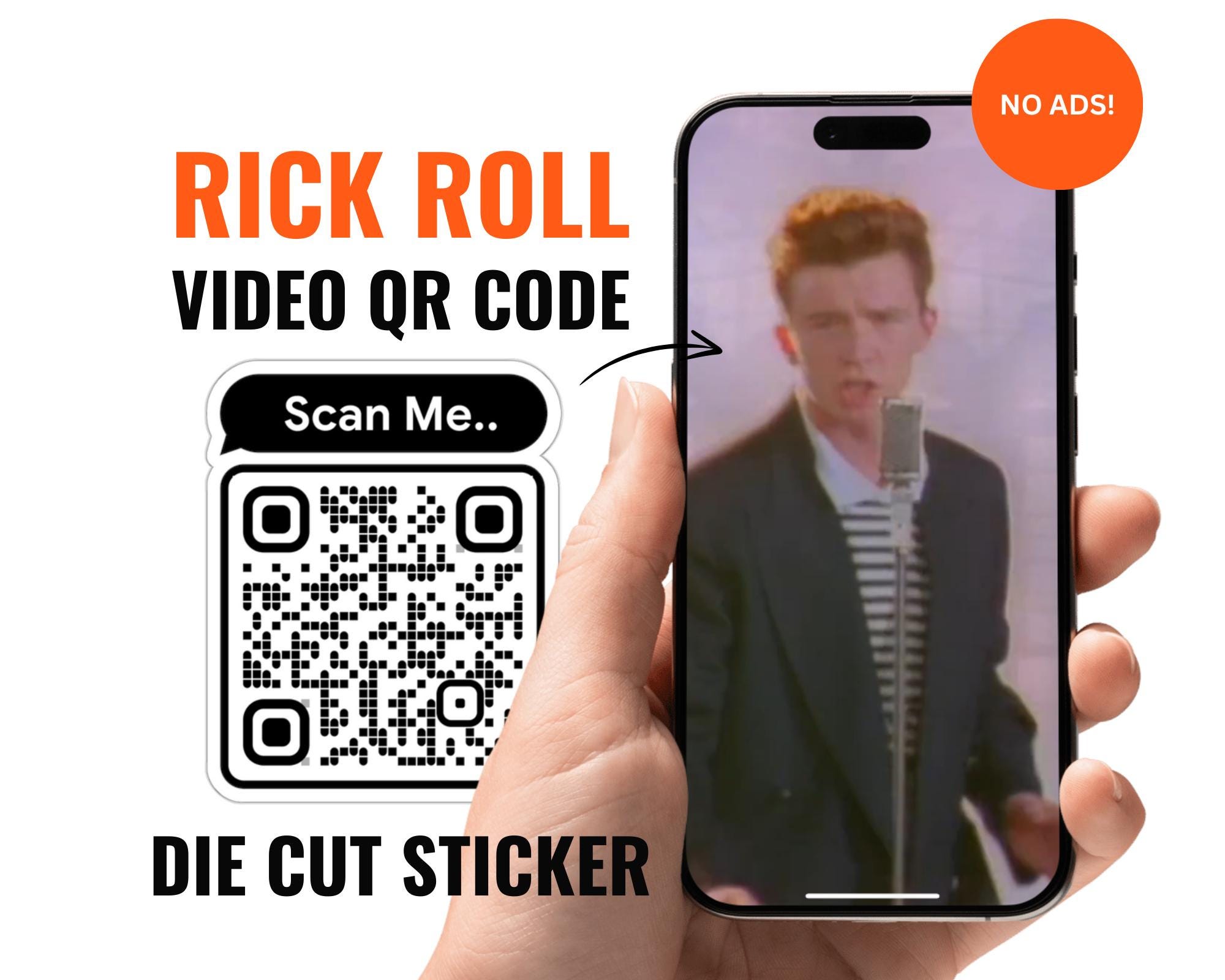 Rick Roll Video QR Code Sticker. Meme Funny Joke Prank Troll Decal ...