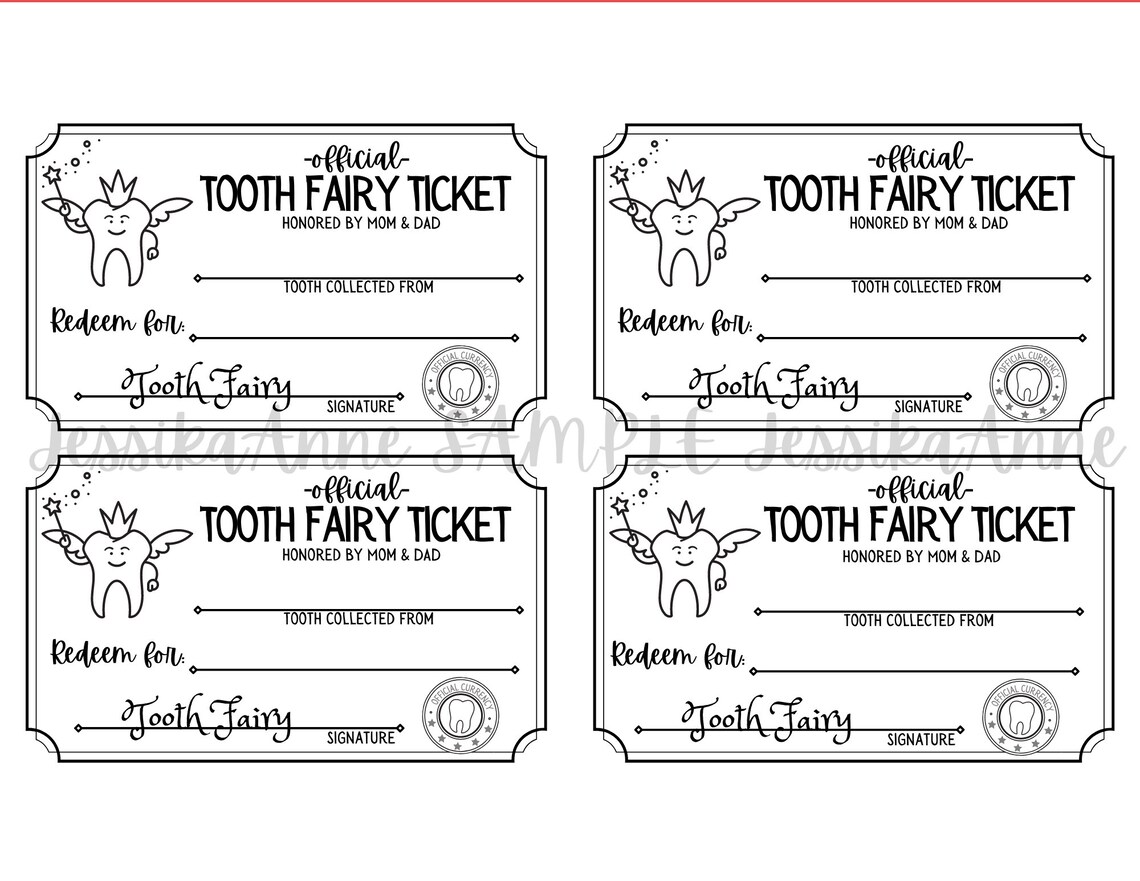 Tooth Fairy Ticket - INSTANT DOWNLOAD - Coupon - Etsy