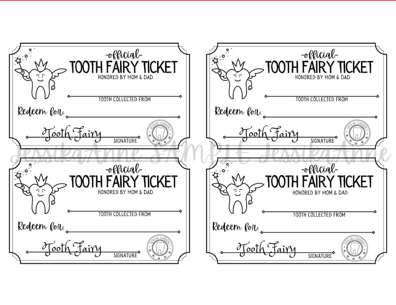 Tooth Fairy Ticket - INSTANT DOWNLOAD - Coupon - Etsy