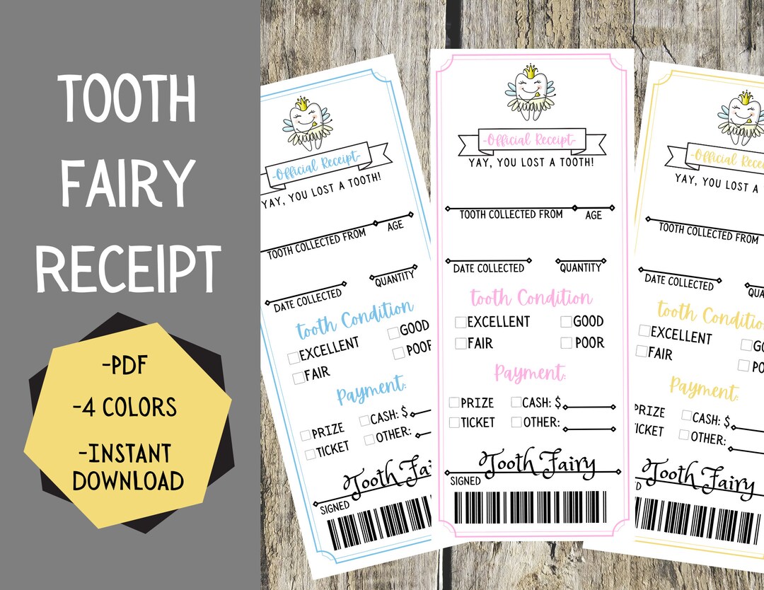 Tooth Fairy Receipt - INSTANT DOWNLOAD - Etsy