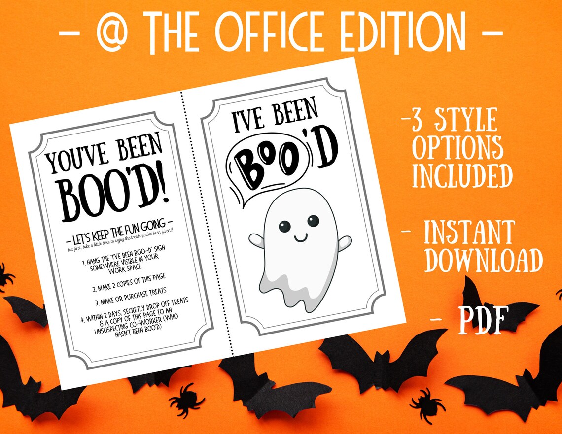 You've Been Boo'd Printable AT WORK- Halloween Sign - We've Been Boo'd ...
