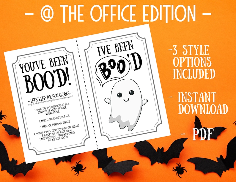 You've Been Boo'd Printable AT WORK- Halloween Sign - We've Been Boo'd ...