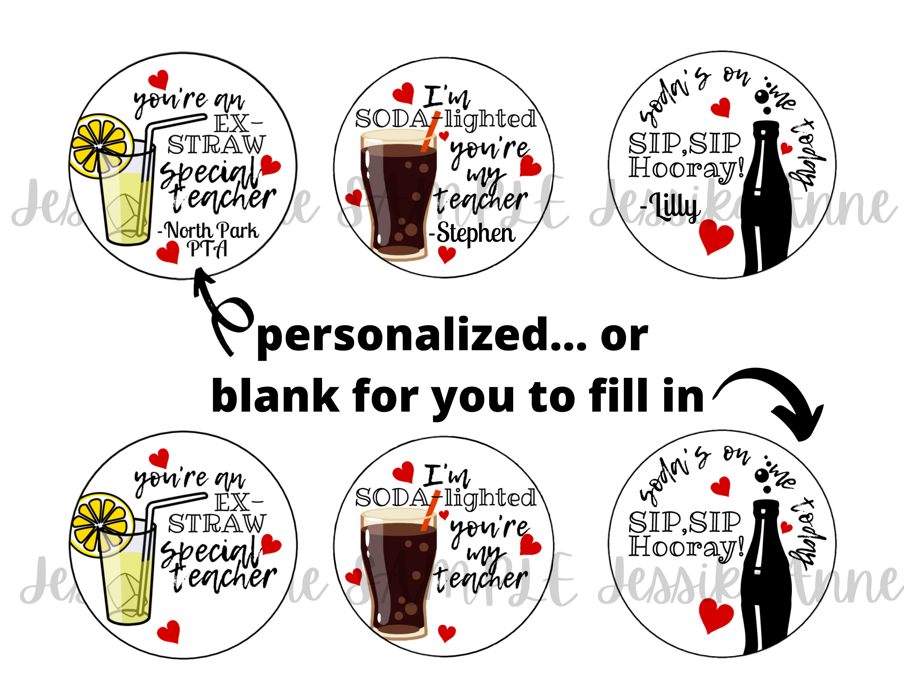 Personalized SODA POP Gift Tags Digital File Pdf TEACHER Appreciation ...