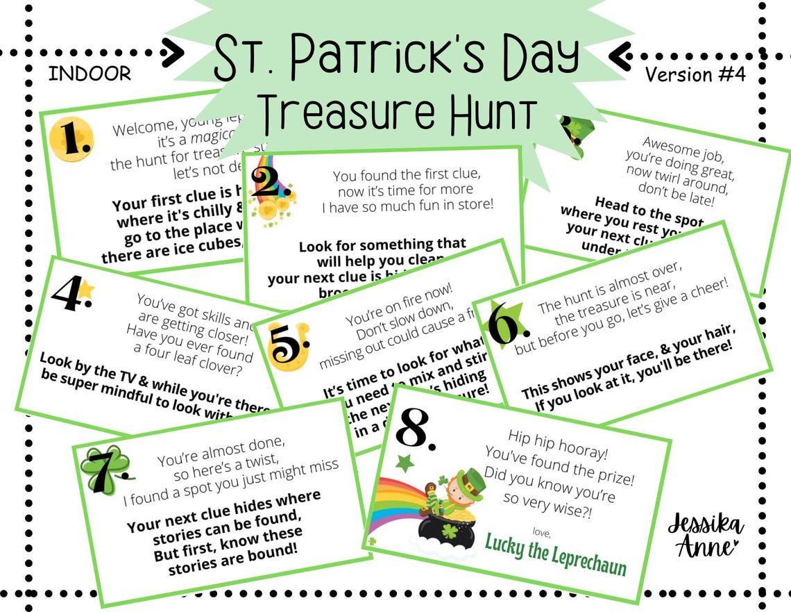 St. Patrick's Day Treasure Hunt Clues - Version 4 (digital Download) - Etsy