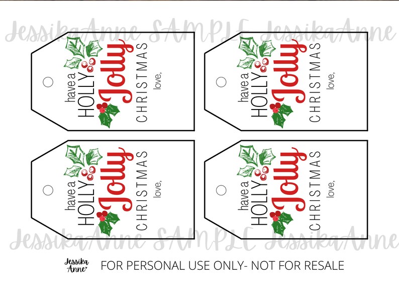 Editable HOLLY JOLLY Gift Tags Instant Download Pdf - Etsy
