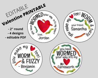 Gummy Worm Valentine Printable - Etsy