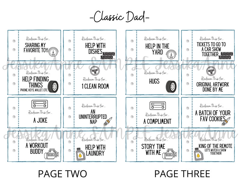 CLASSIC DAD Ticket Book - Instant Download - Pdf - Father's Day - Etsy