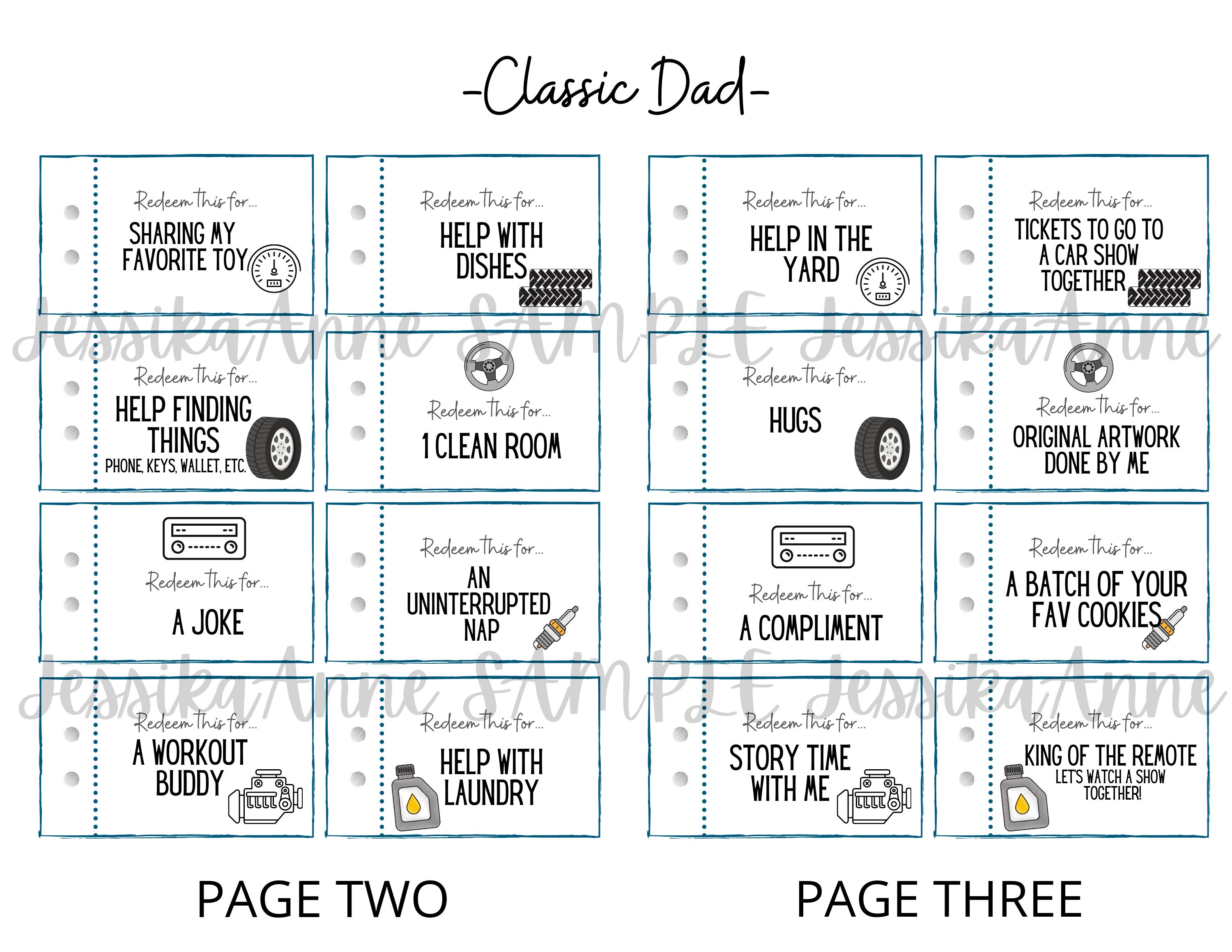 CLASSIC DAD Ticket Book Instant Download Pdf Father's Day - Etsy