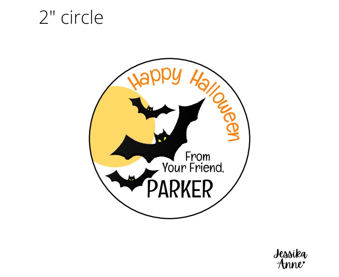 Favor Bag Stickers BAT HAPPY HALLOWEEN Halloween 2 Personalized ...