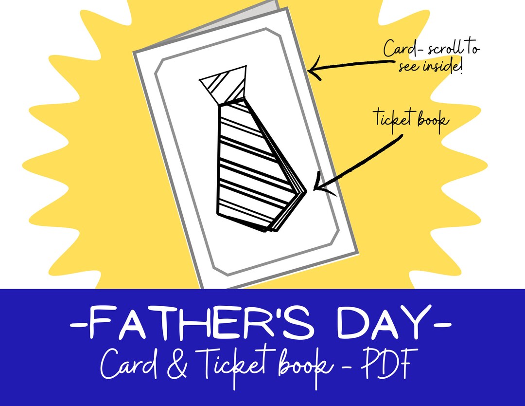 FATHER'S DAY Card & TICKET Book - Kids' Craft - Instant Download - Etsy