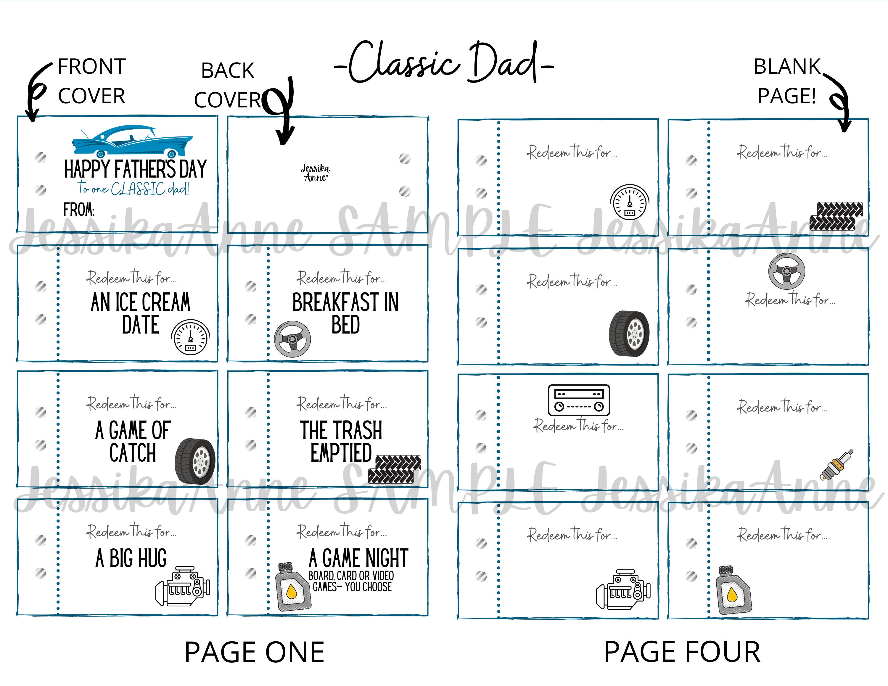 CLASSIC DAD Ticket Book - Instant Download - Pdf - Father's Day - Etsy