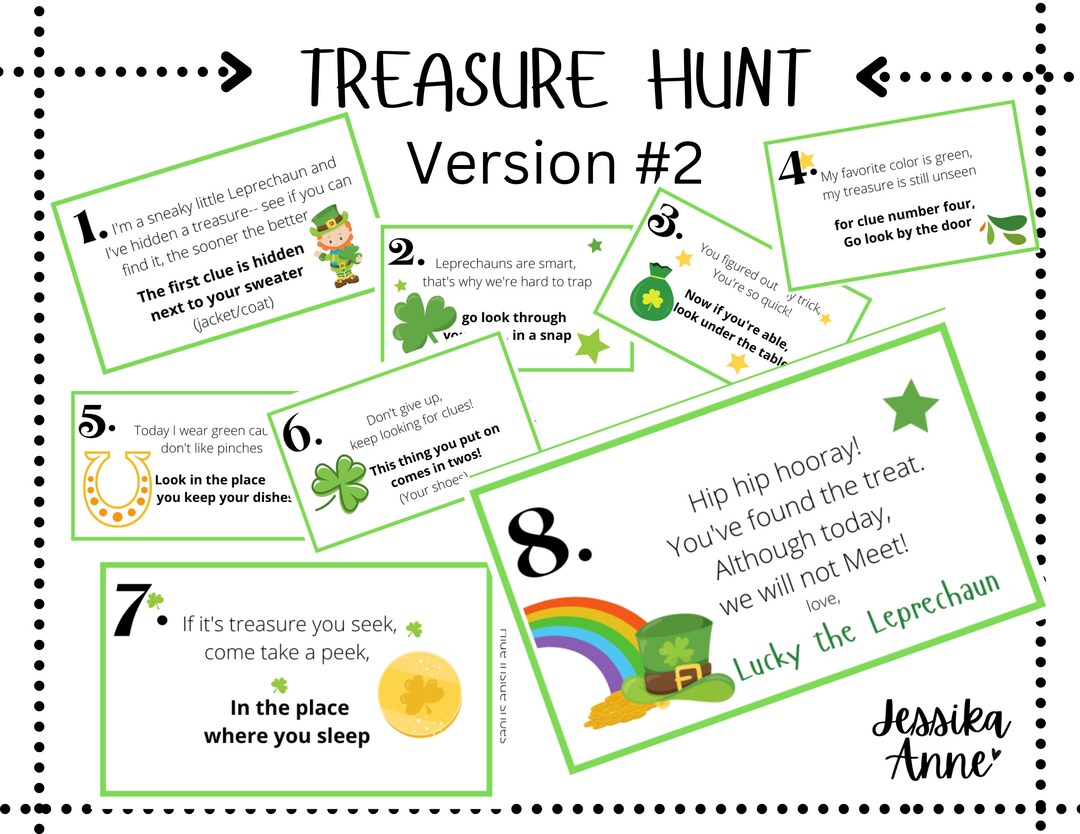 St. Patrick's Day Treasure Hunt Clues - Kids Activities (instant ...