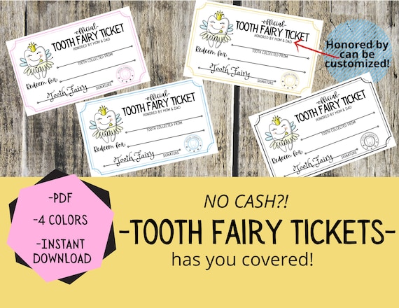 Tooth Fairy Ticket INSTANT DOWNLOAD Coupon - Etsy