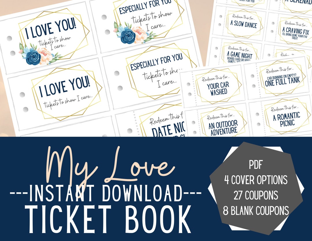 My Love TICKET BOOK - INSTANT Download - Pdf - Couple's Gift - Etsy