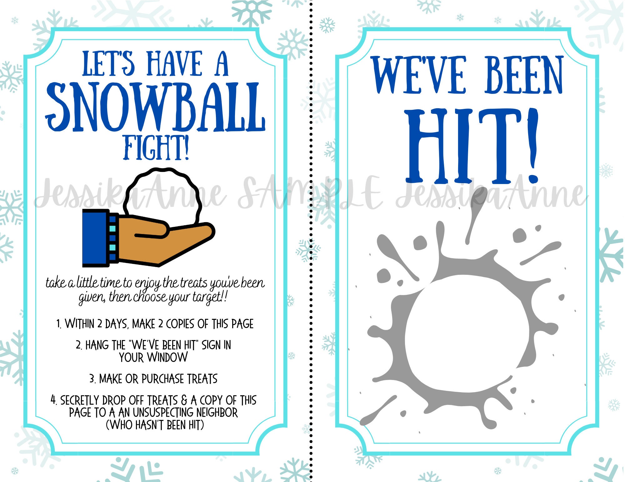 SNOWBALL FIGHT - You've Been Hit - Printable - Neighborhood Edition ...
