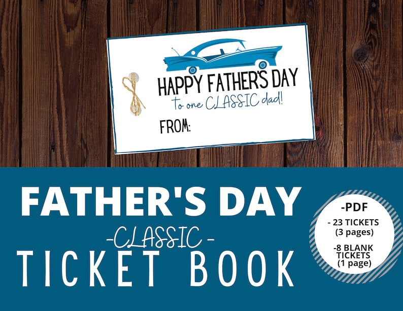 CLASSIC DAD Ticket Book - Instant Download - Pdf - Father's Day - Etsy