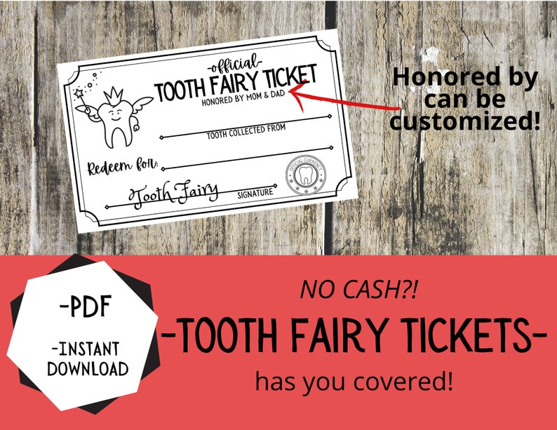 Tooth Fairy Ticket - INSTANT DOWNLOAD - Coupon - Etsy
