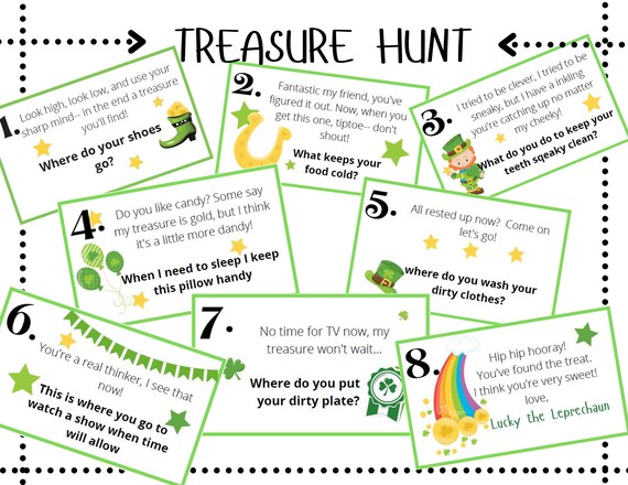 St Patricks Day Treasure Hunt Clues INSTANT DOWNLOAD St. | Etsy