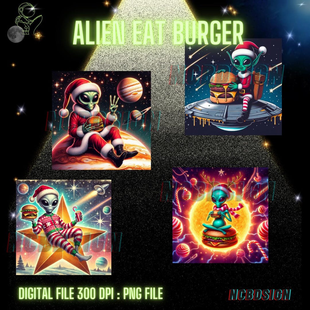Alien Eat Burger : Digital File, Alien, Digital Download, AI Art ...