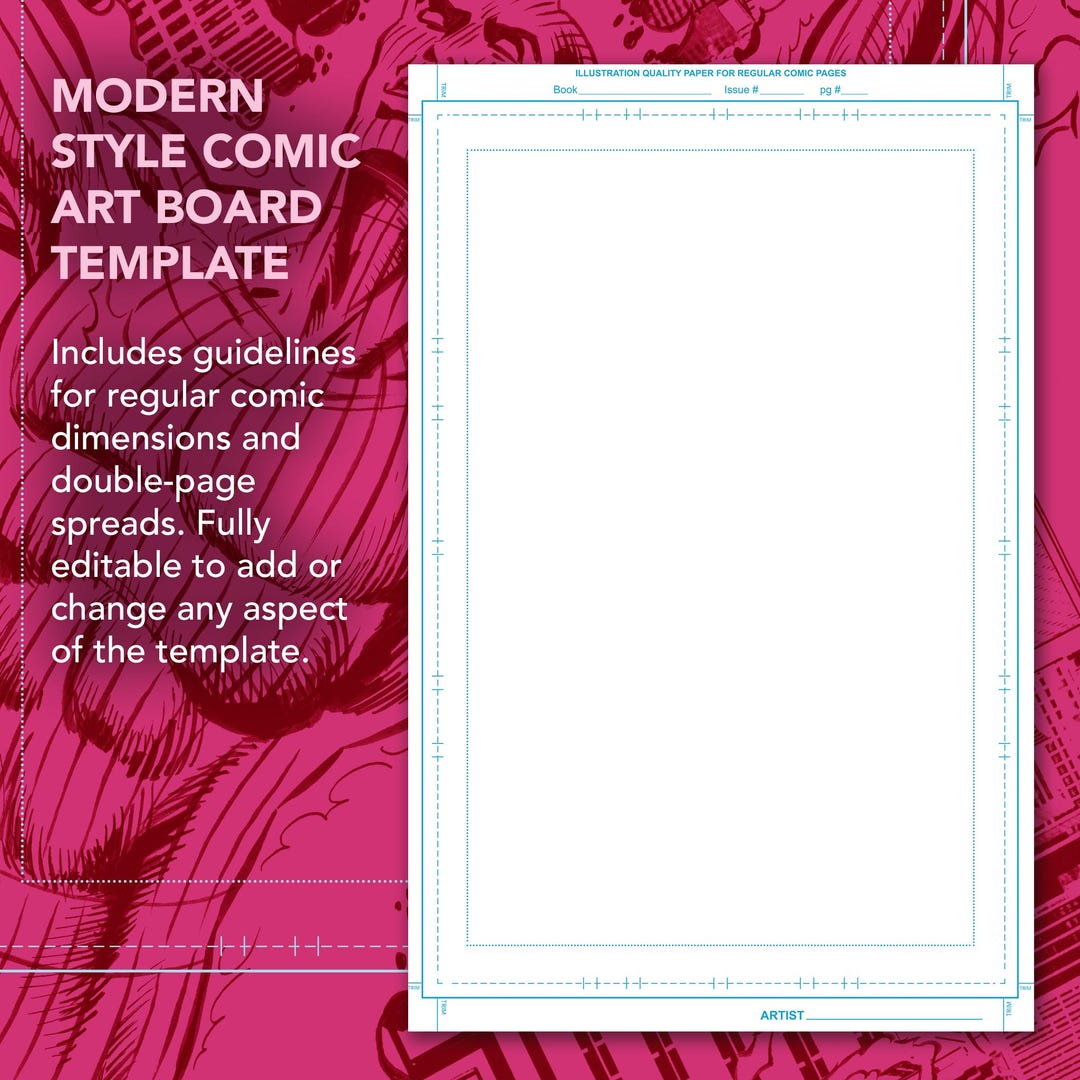 Comic Art Board Template – Modern Style - Etsy