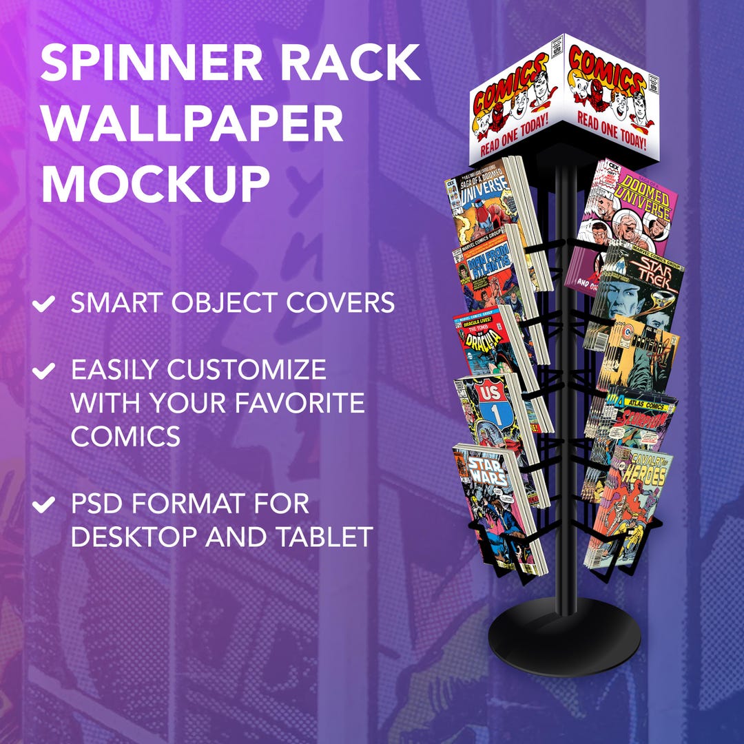 Comic Book Spinner Rack Desktop & Tablet Wallpaper Mockup - Etsy