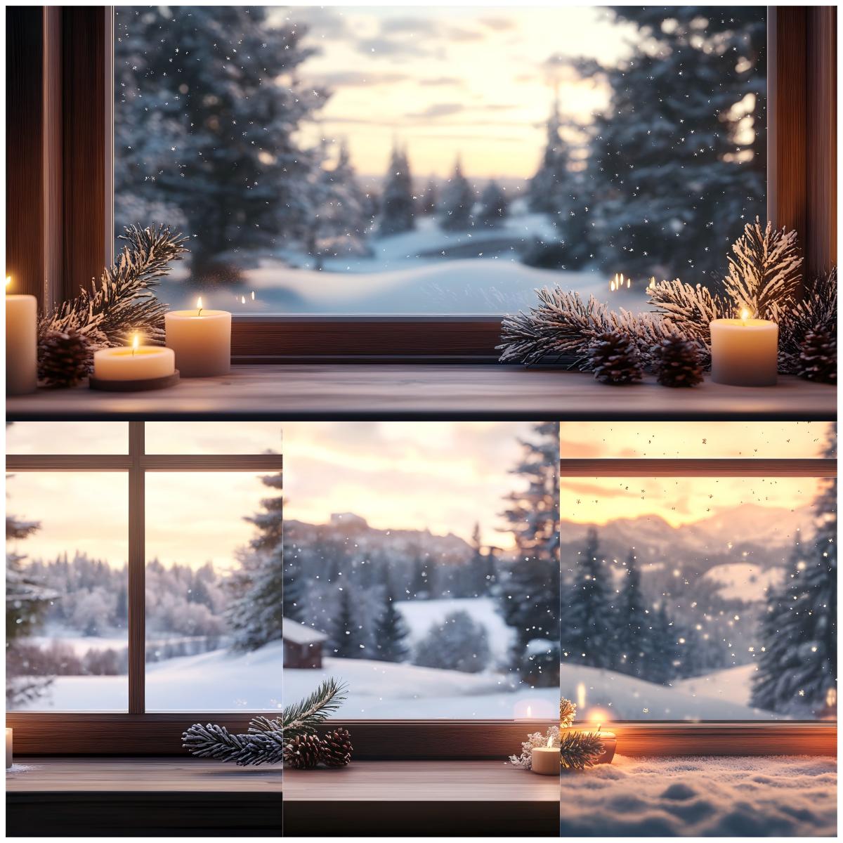 Winter Window Background, Cozy Snow Scene, Holiday Zoom Background ...