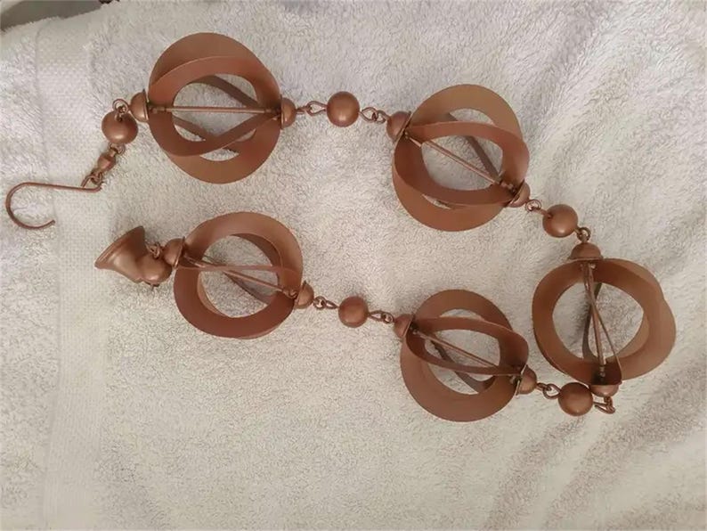 42.5 Inch 5pc Rotating Rain Chain Wind Chimes, Bells , Metal Hanging ...