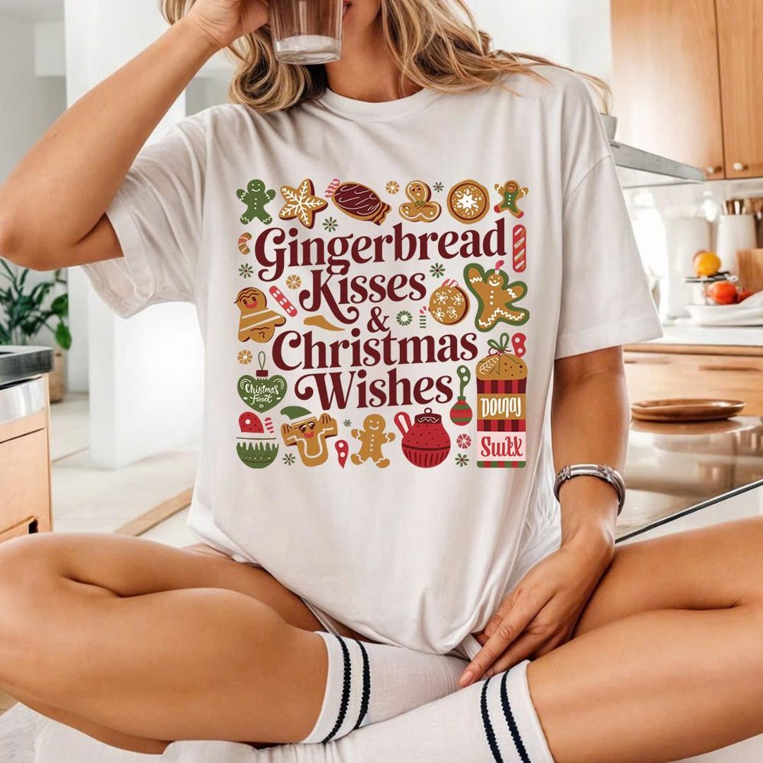 Gingerbread Kisses & Christmas Wishes PNG Festive Clipart Holiday ...